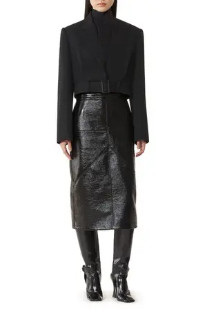 LANVIN Short Belted Jacket In Wool - Black