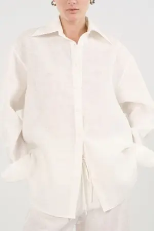 NOCTURNE Oversized Linen Button Up Shirt