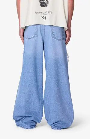 Mnml Thermal Patch Relaxed Wide Leg Ripped Jeans
