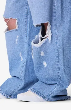 Mnml Thermal Patch Relaxed Wide Leg Ripped Jeans