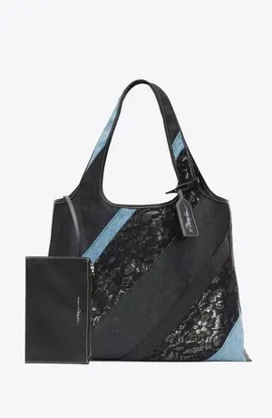 3.1 Phillip Lim Lace Patchwork Denim Market Tote - Black Multi