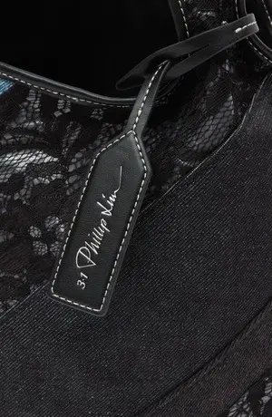 3.1 Phillip Lim Lace Patchwork Denim Market Tote