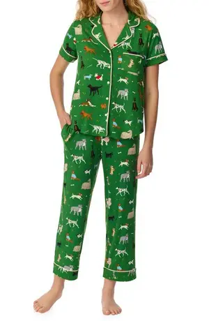 Kate Spade New York Piped Jersey Pajamas - Green