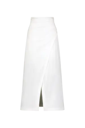 Lela Rose Cotton Poplin Wrap Skirt - White