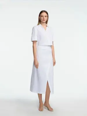 Lela Rose Cotton Poplin Wrap Skirt