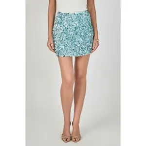 Endless Rose Sequin A-line Miniskirt - Blue