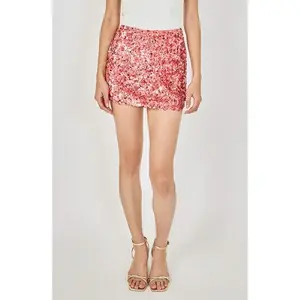 Endless Rose Sequin A-line Miniskirt Red