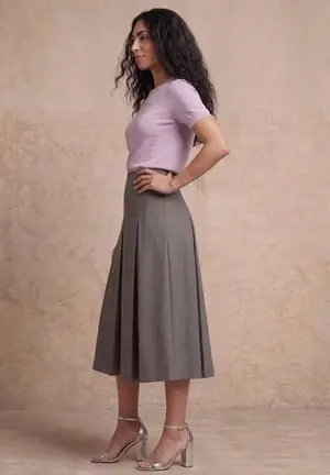 JESSICA LONDON Pleated A-line Skirt