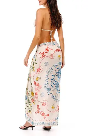 Agua Bendita Marine Bleu Floral Pareo Cover-up