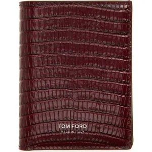 TOM FORD Lizard Embossed T-line Folding Card Holder