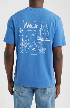 WAX LONDON Dean Sailing Map Graphic Cotton T-shirt