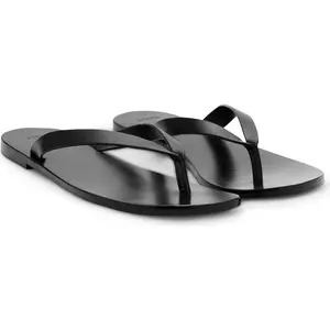Mango Wave Round Toe Thong Sandal - Black