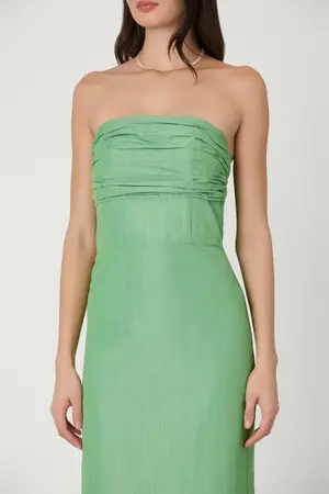 Shoshanna Strapless Taffeta Column Dress With Bow Detail