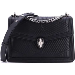 BVLGARI Serpenti Forever Shoulder Bag Quilted Leather - Black