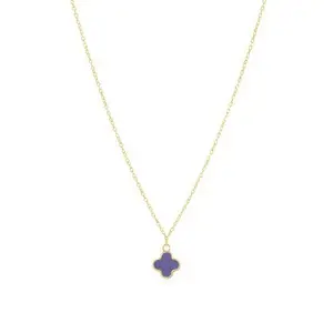 THE LOVERY FINE JEWELRY 14k Yellow Gold Clover Necklace - Amethyst