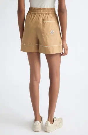 Moncler Piped Cotton & Nylon Shorts - Beige