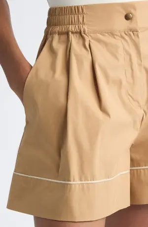 Moncler Piped Cotton & Nylon Shorts - Beige