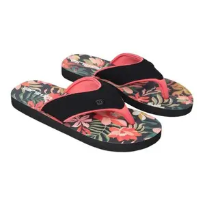 ANIMAL Leaf Print Flip Flops Bright Orange
