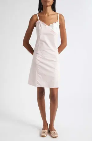 Sandy Liang Chamomile Lace Trim Slipdress - Pink