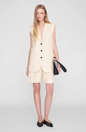 ANINE BING Bryson Tailored Knee-length Shorts - Cream