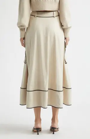 TOCCIN Shiloh High Waist Cargo Midi Skirt
