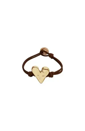 UNODE50 Brown Leather Strap With 18k -plated Heart Detail - Gold