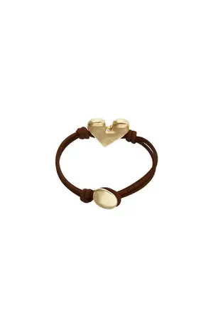 UNODE50 Brown Leather Strap With 18k -plated Heart Detail
