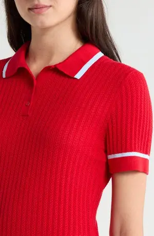 G/fore Summer Friday Textured Cotton & Cashmere Polo Shirt