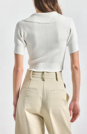 Derek Lam 10 Crosby Antonella Compact Knit Polo - Marshmallow