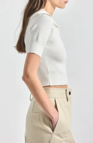 Derek Lam 10 Crosby Antonella Compact Knit Polo - Marshmallow