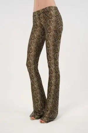 NOCTURNE Snake Print Low Rise Flare Trousers