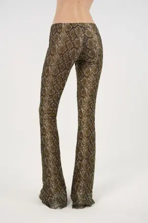 NOCTURNE Snake Print Low Rise Flare Trousers