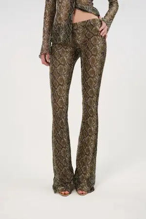 NOCTURNE Snake Print Low Rise Flare Trousers