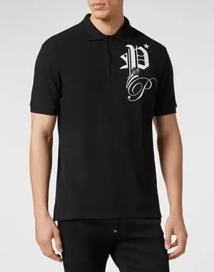 Philipp Plein Polo Shirt Ss Gothic Plein Pp Hexagon - Black