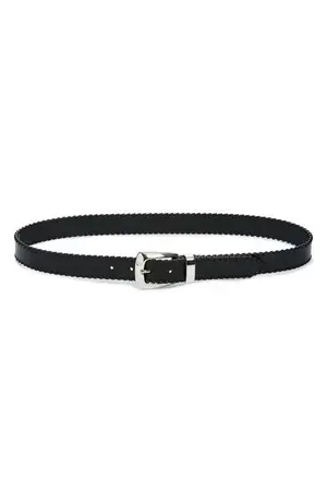 Khaite Benny Whipstitch Leather Belt Black