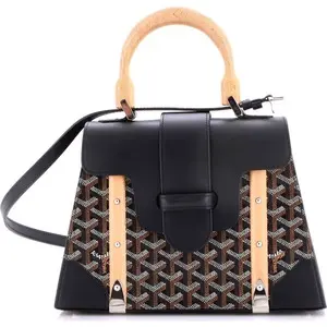 Goyard Saigon Top Handle Bag Coated Canvas With Leather Pm - Black