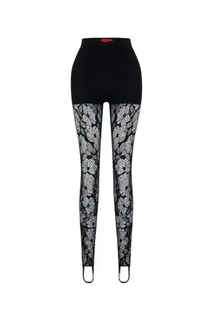PCFG Lace Leggings With Built-in Ribbed Shorts - Black