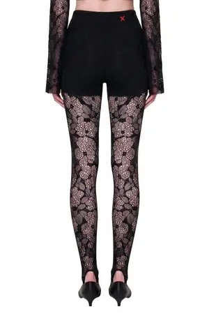 PCFG Lace Leggings With Built-in Ribbed Shorts