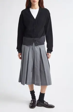 EENK Colorblock Wool V-neck Cardigan - Black