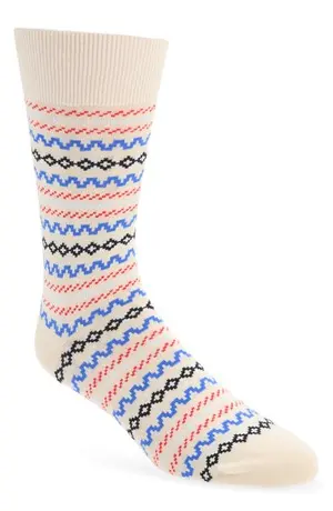 JW Anderson Fair Isle Crew Socks Ivory