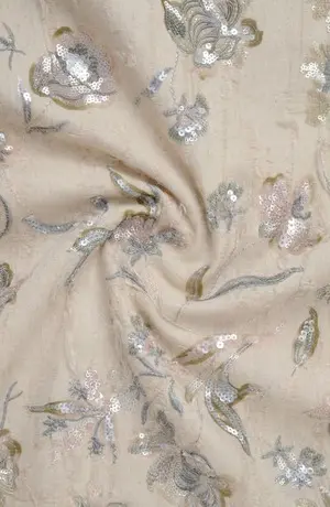 MODENAIRE Floral Embroidered Sequin Mini Skirt
