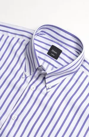 BRISK Wide Stripes Pima Cotton Dress Shirt - Button Down Collar