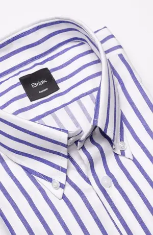 BRISK Wide Stripes Pima Cotton Dress Shirt - Button Down Collar
