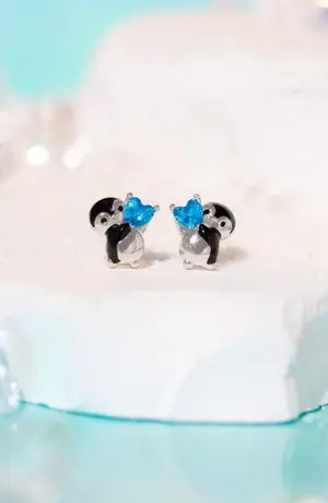 GIRLS CREW Penguin Heart Stud Earrings