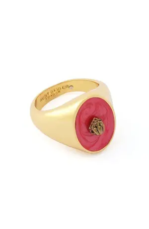 Kurt Geiger Eagle Enamel Signet Ring - Red