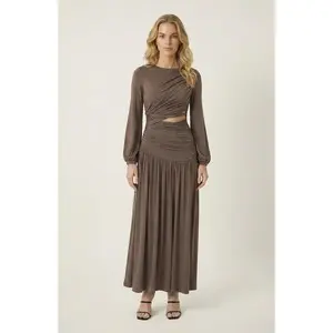 MODENAIRE Long Sleeve Slim Fit Maxi Dress
