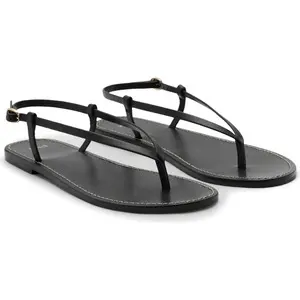 Mango Ankle Strap Thong Sandal - Black