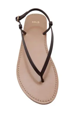 Mango Ankle Strap Thong Sandal - Burgundy
