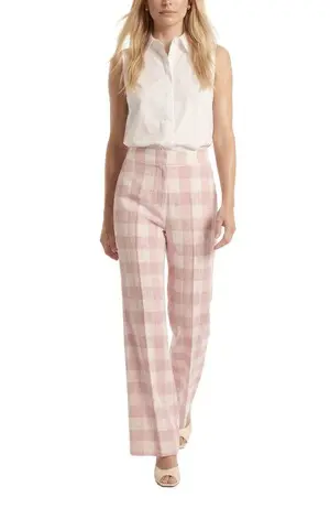 LILY AND LIONEL Zena Flared Check Trouser - Pink