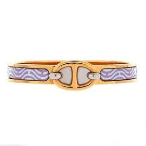 Hermès Mini Clic Chaine D'ancre Bracelet Metal And Printed Enamel - Purple